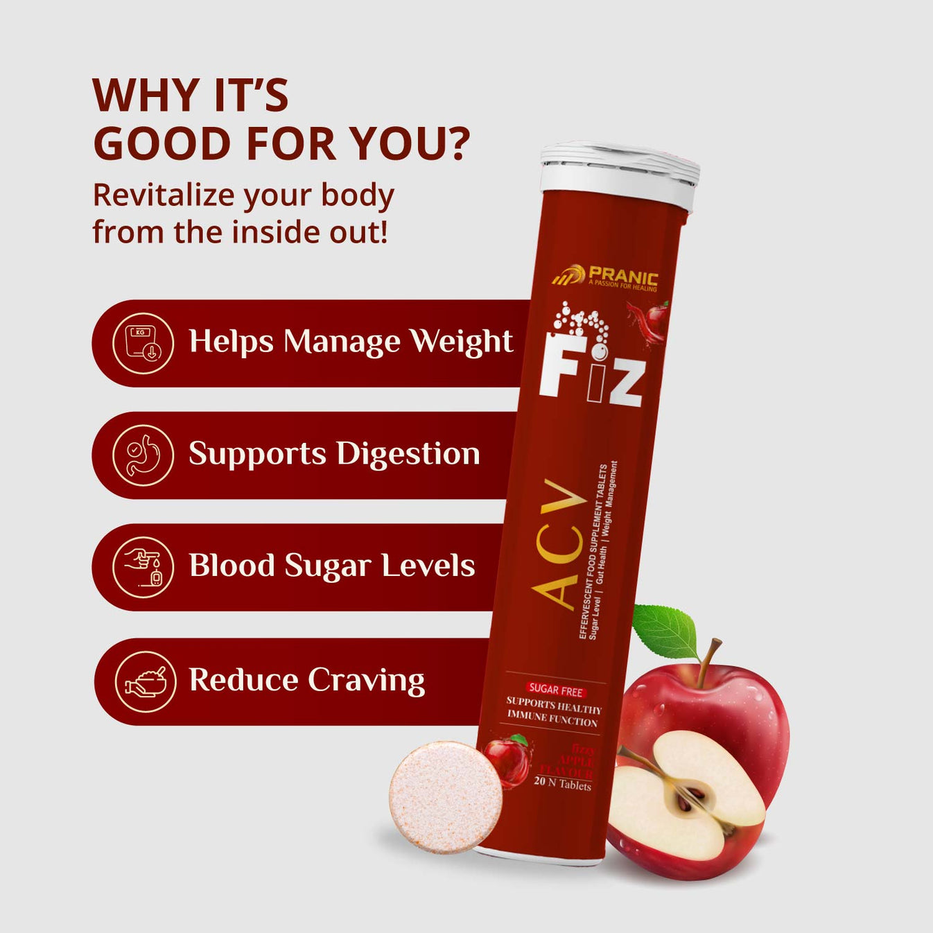 Pranic Fiz ACV Effervescent Tablet | Best Weight Loss Tablets